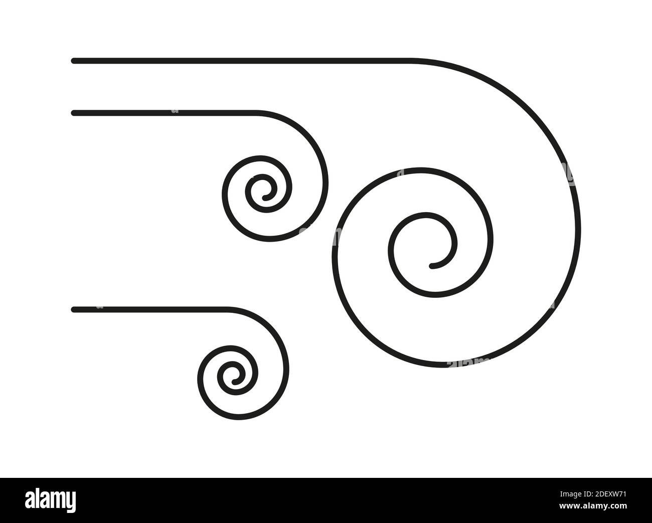 Wind icon isolated. Wave swirl weather vector simple symbol on white ...