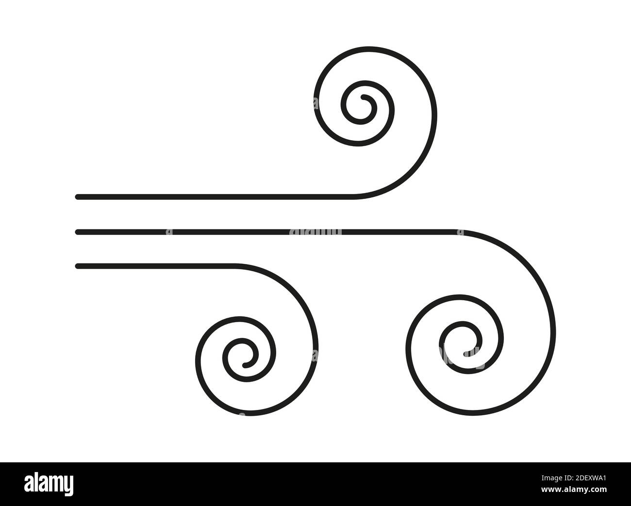 Wind icon isolated. Wave swirl weather vector simple symbol on white ...