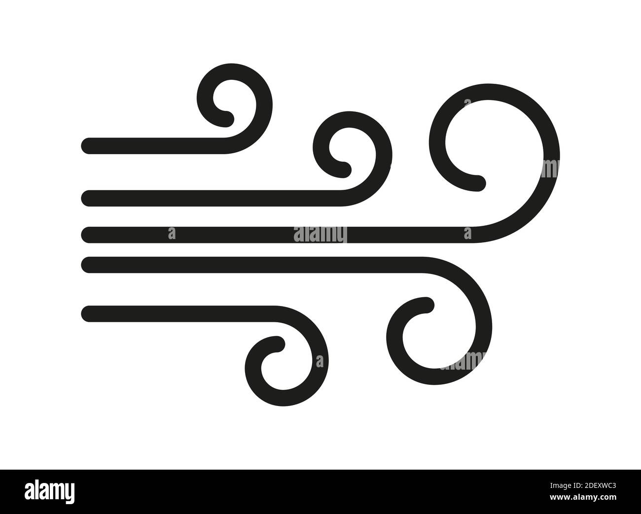 Wind icon isolated. Wave swirl weather vector simple symbol on white ...