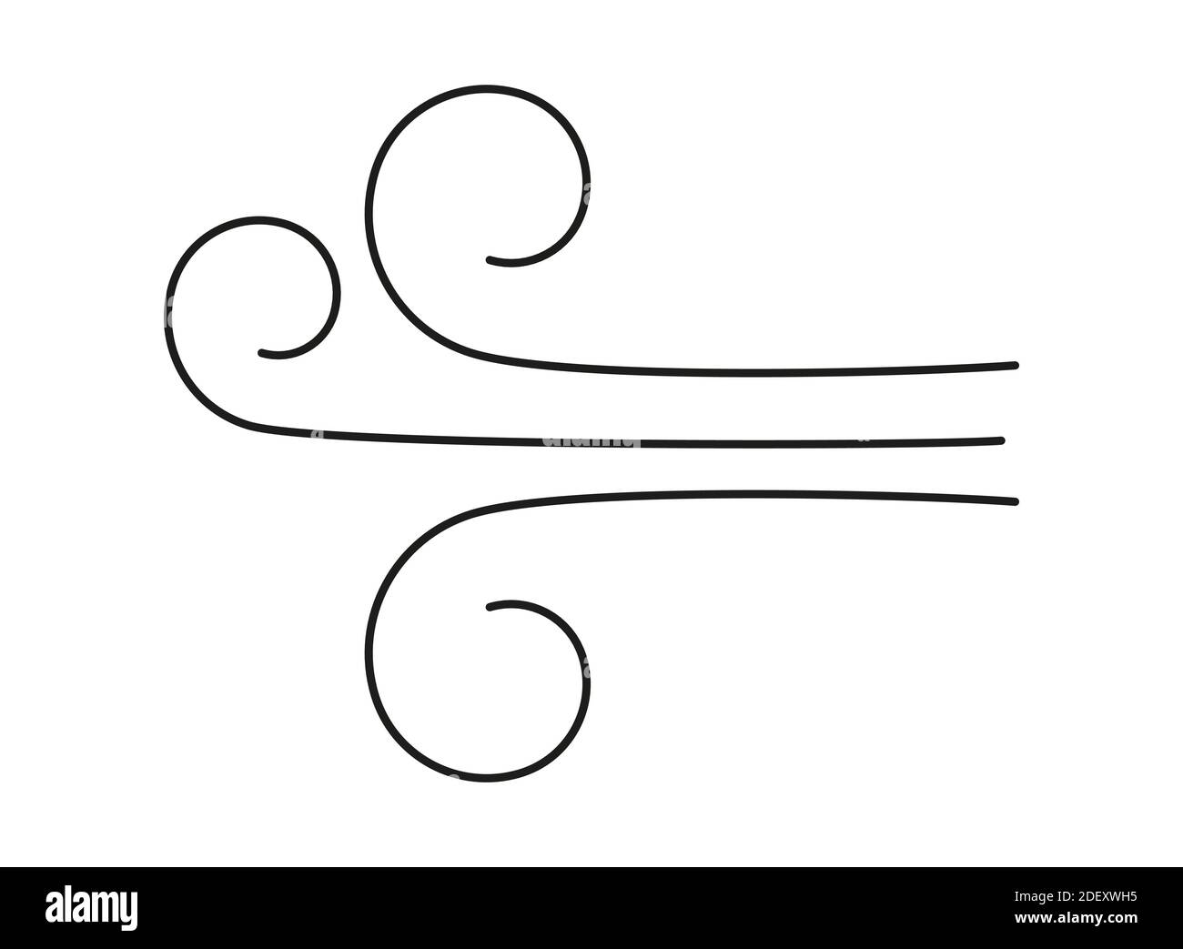 Wind icon isolated. Wave swirl weather vector simple symbol on white ...
