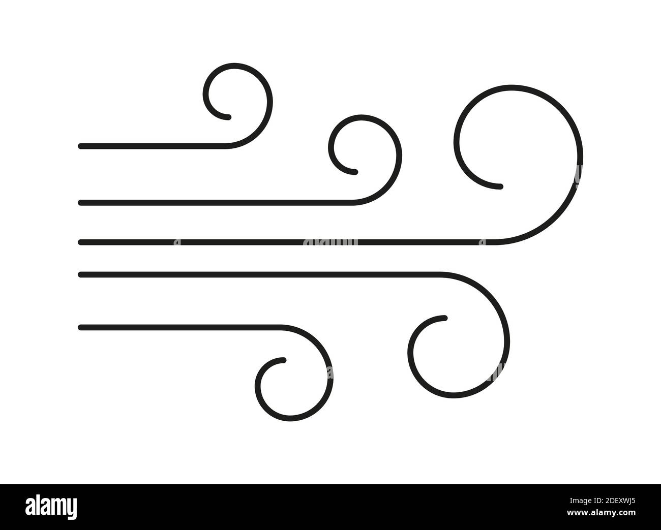 Wind icon isolated. Wave swirl weather vector simple symbol on white ...