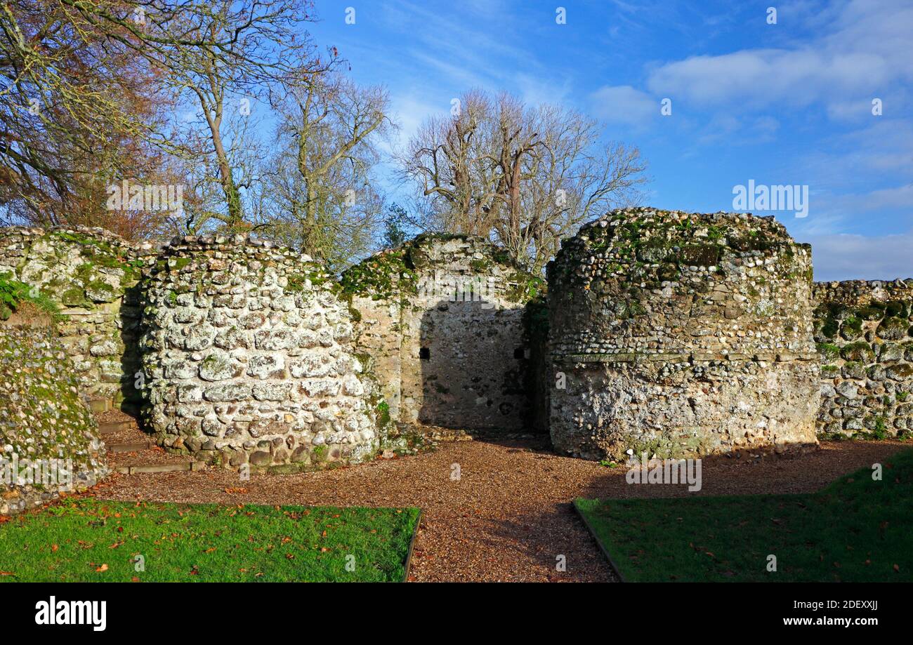 A view of the ruins of the 12th century Norman Chapel and 14th century ...
