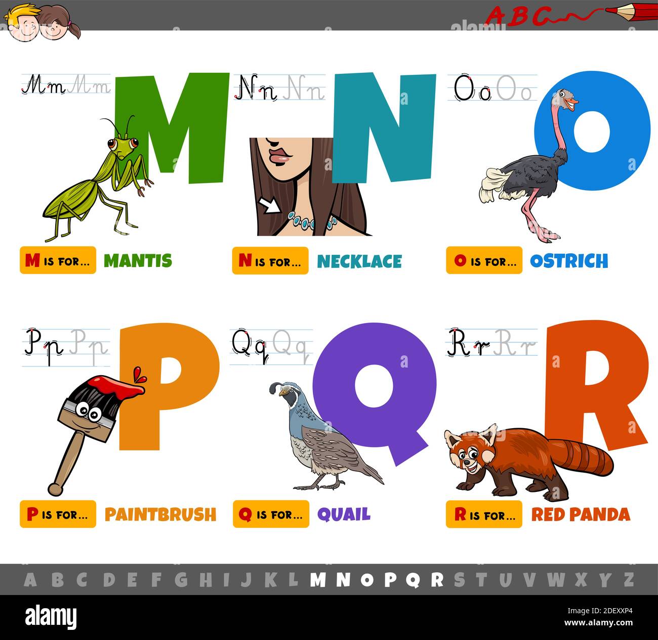 Cartoon illustration of capital letters from alphabet educational set ...
