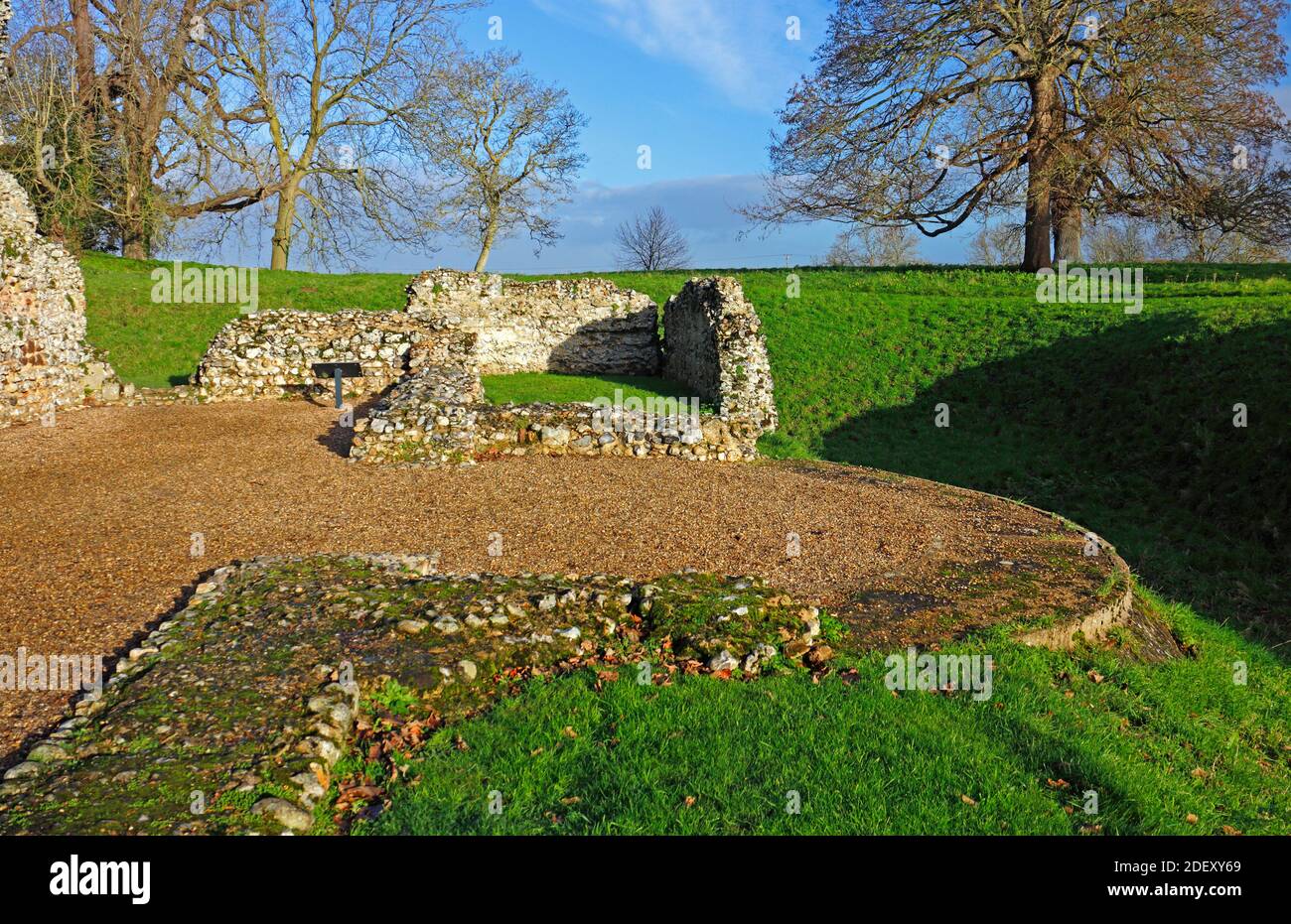 A view of the ruins of the 12th century Norman Chapel and 14th century ...