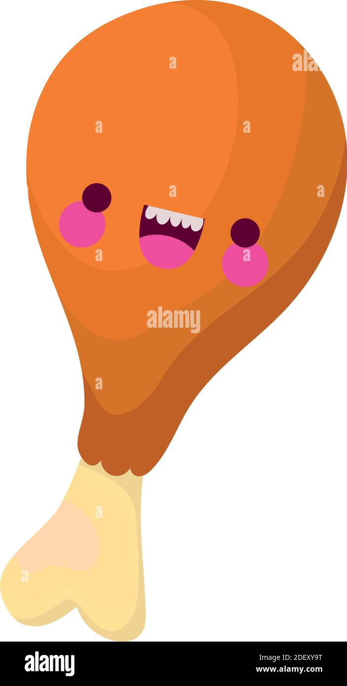 kawaii chicken leg with one smiling face Stock Vector Image & Art - Alamy