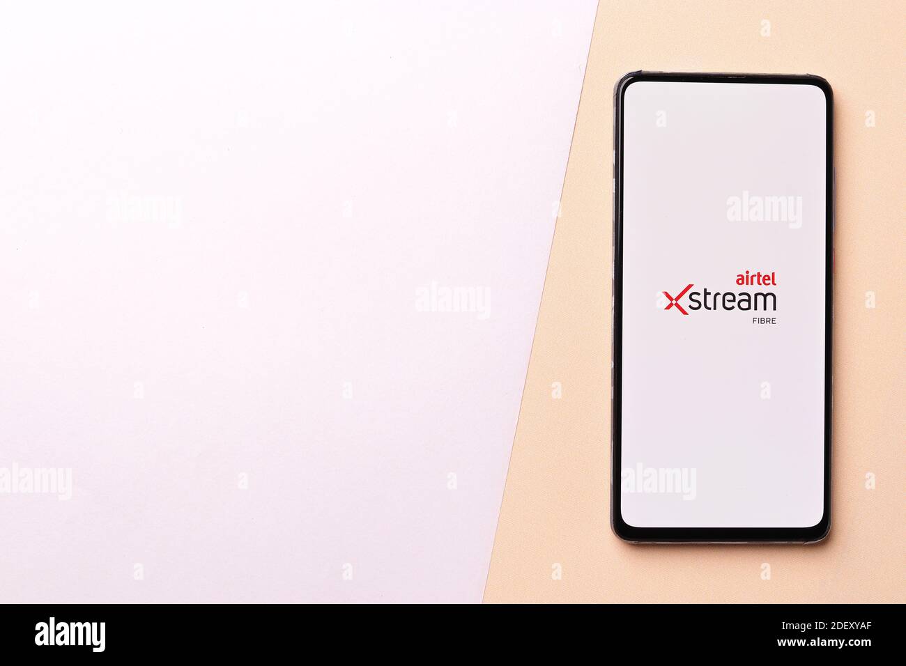 Assam, india - November 29, 2020 : Airtel xstream logo on phone screen ...