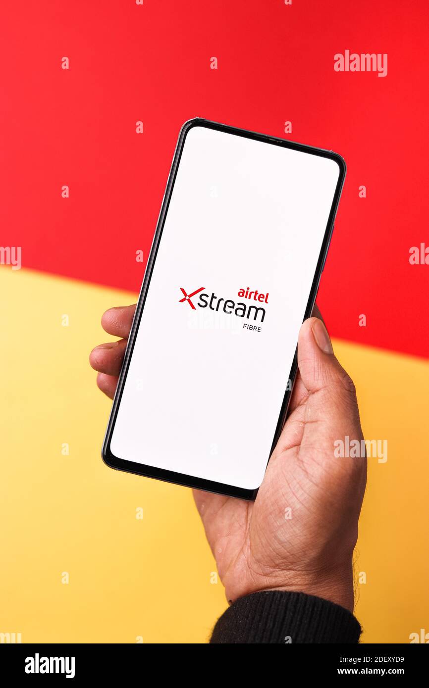 Assam, india - November 29, 2020 : Airtel xstream logo on phone screen ...