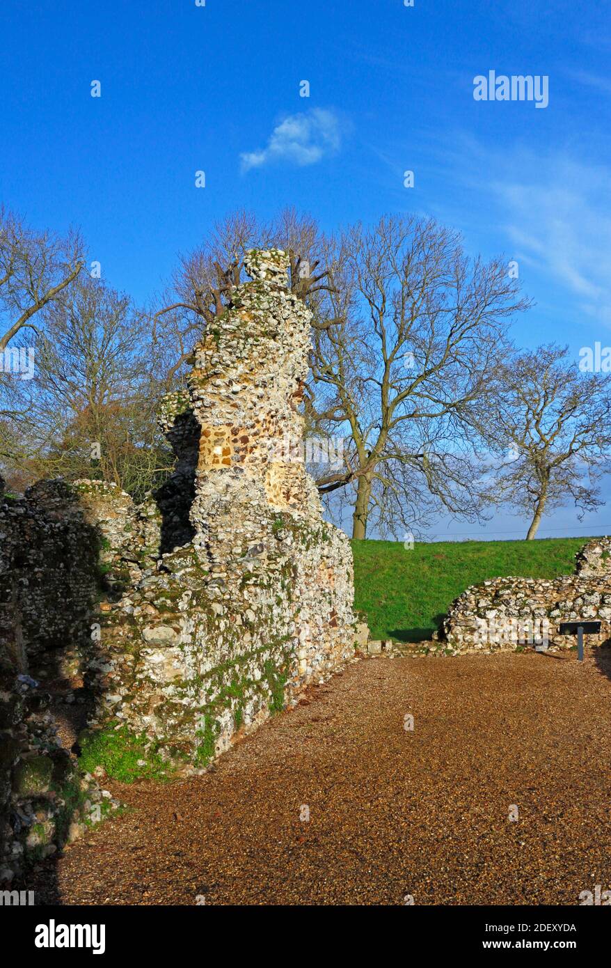 A view of the ruins of the 12th century Norman Chapel and 14th century ...