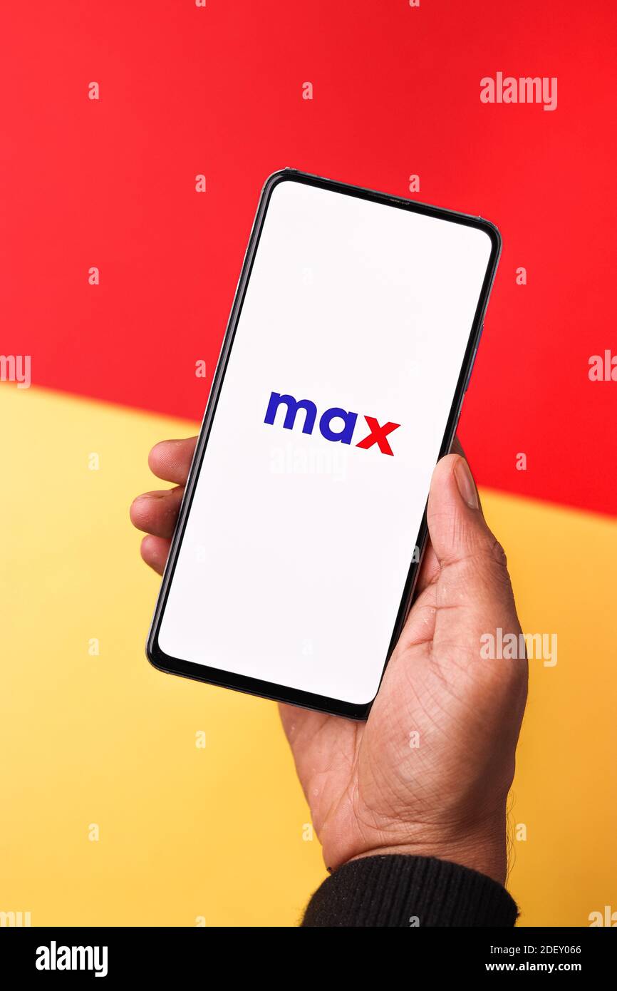 Assam, india - November 29, 2020 : Max fashion logo on phone screen ...