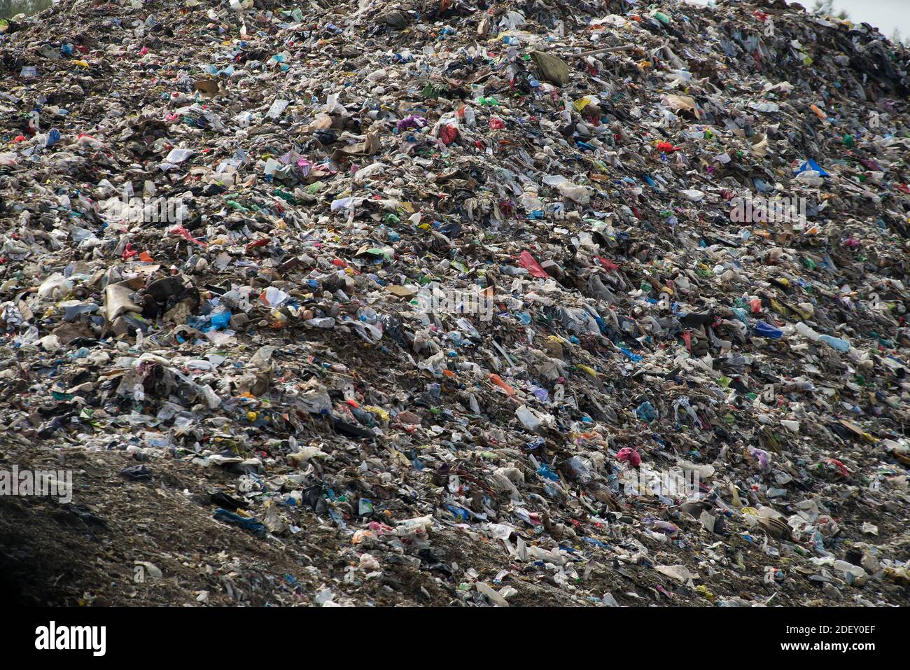 Huge landfill of big city. Large pile of different garbage ...