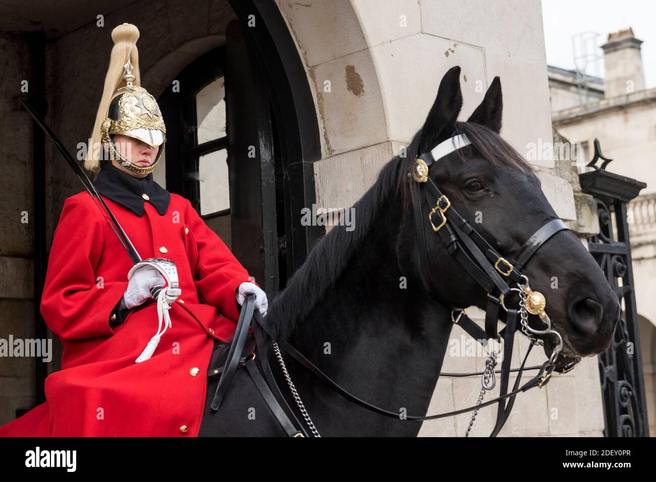 London, UK. 2 December 2020. A member of the Queen's Life Guard, part ...