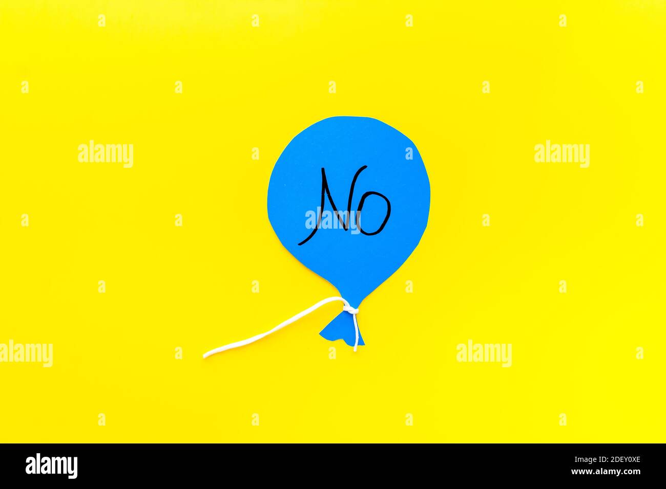 No rejection - decision concept. Word No on paper banner, top view ...