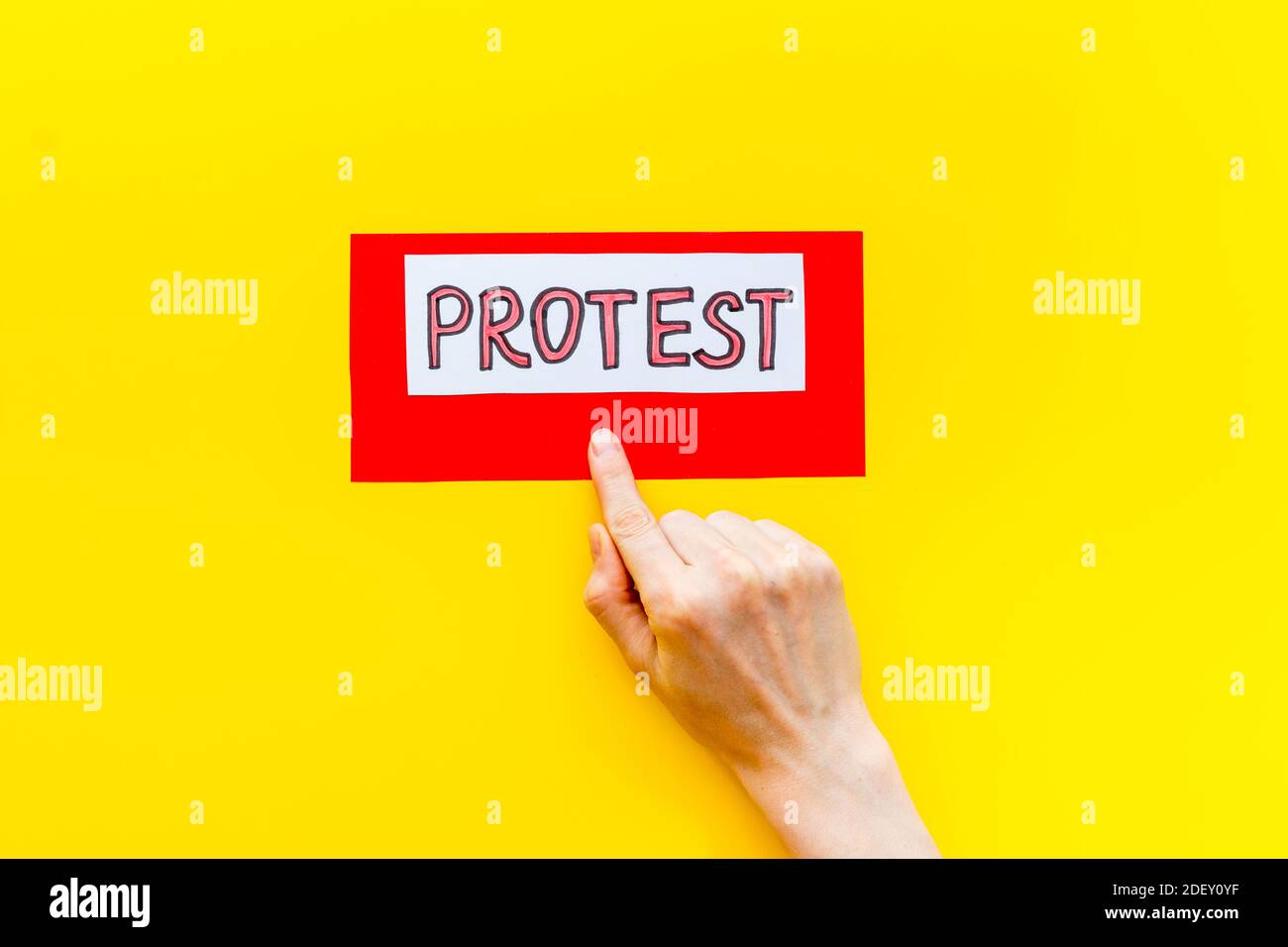 Protest sign concept. Word Protest on paper banner, top view Stock ...