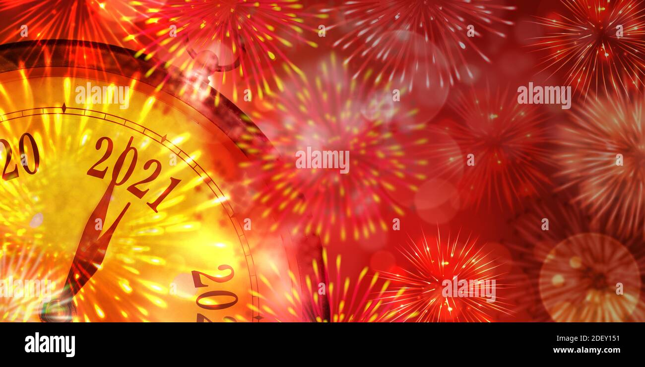 New Year 2021 - celebration theme banner with lights Stock Photo - Alamy