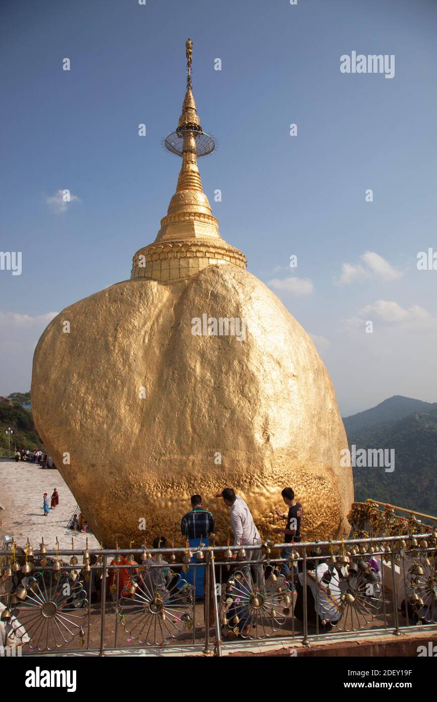 Golden Rock, Mount Kyaiktiyo, state of Mon, Myanmar, Asia Stock Photo ...
