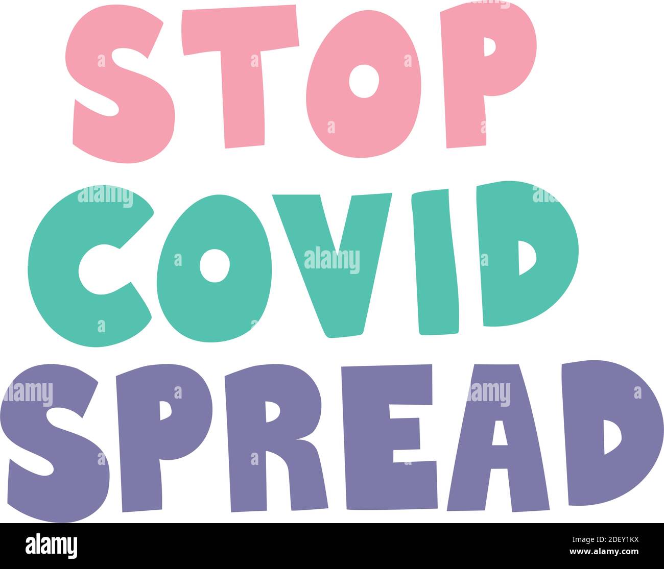 stop covid spread lettering doodle flat style icon Stock Vector Image ...