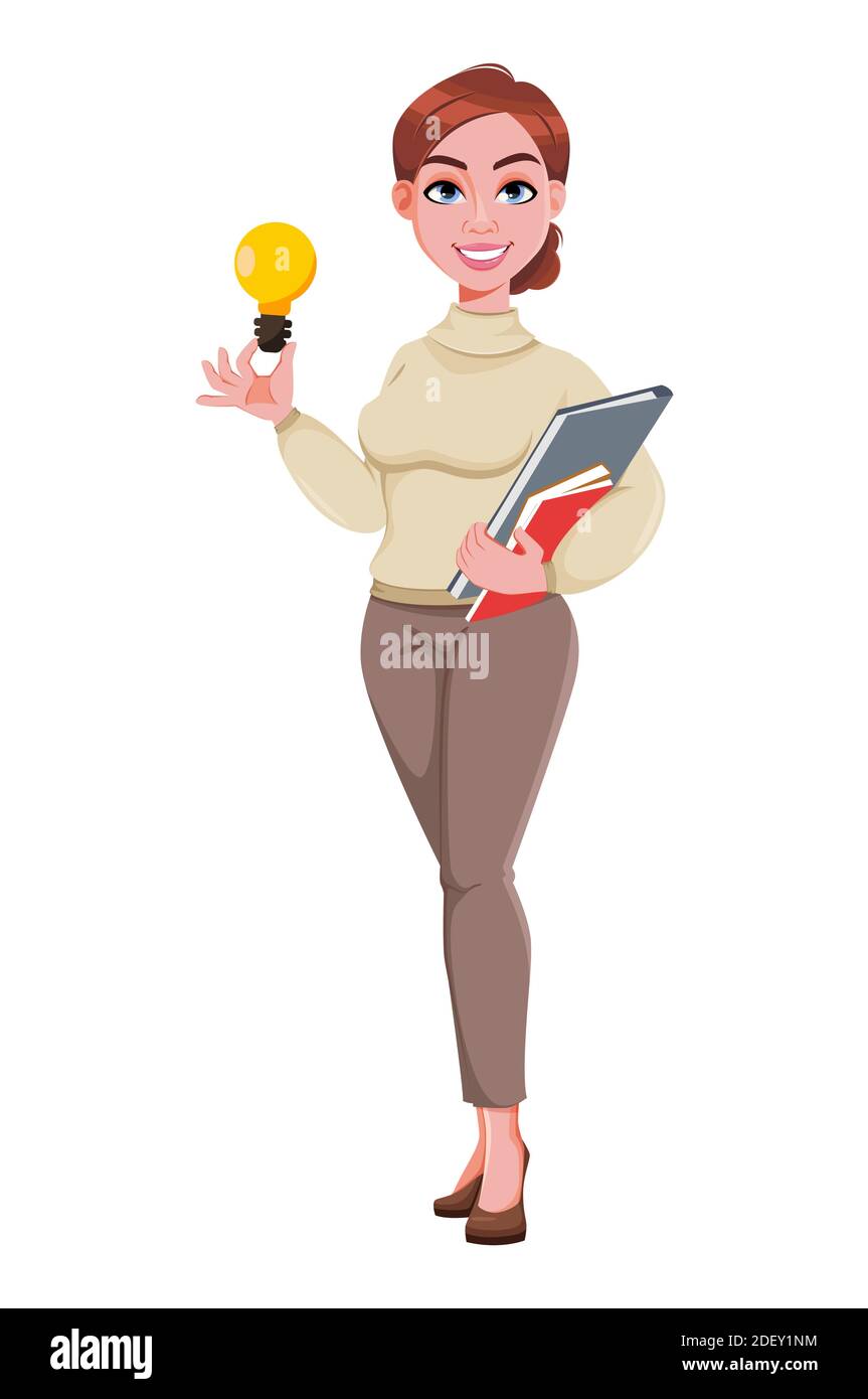 Stock vector. Young beautiful business woman having a good idea. Pretty ...