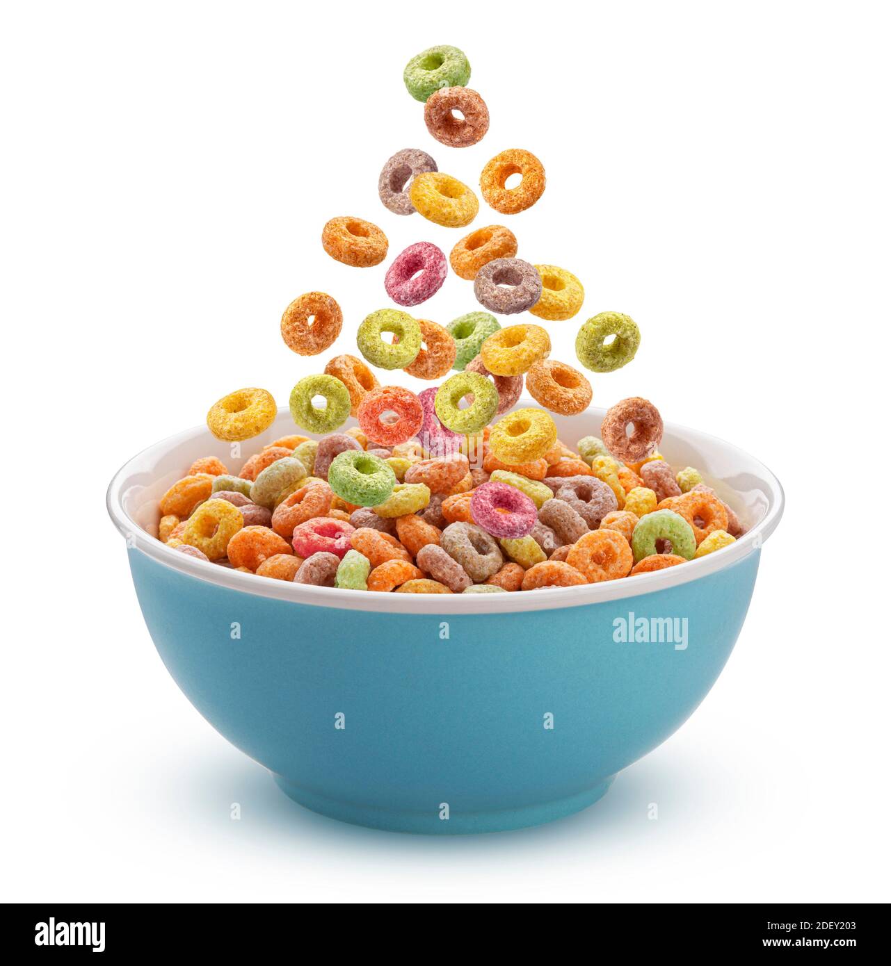 Colorful corn rings in bowl isolated on white background Stock Photo ...