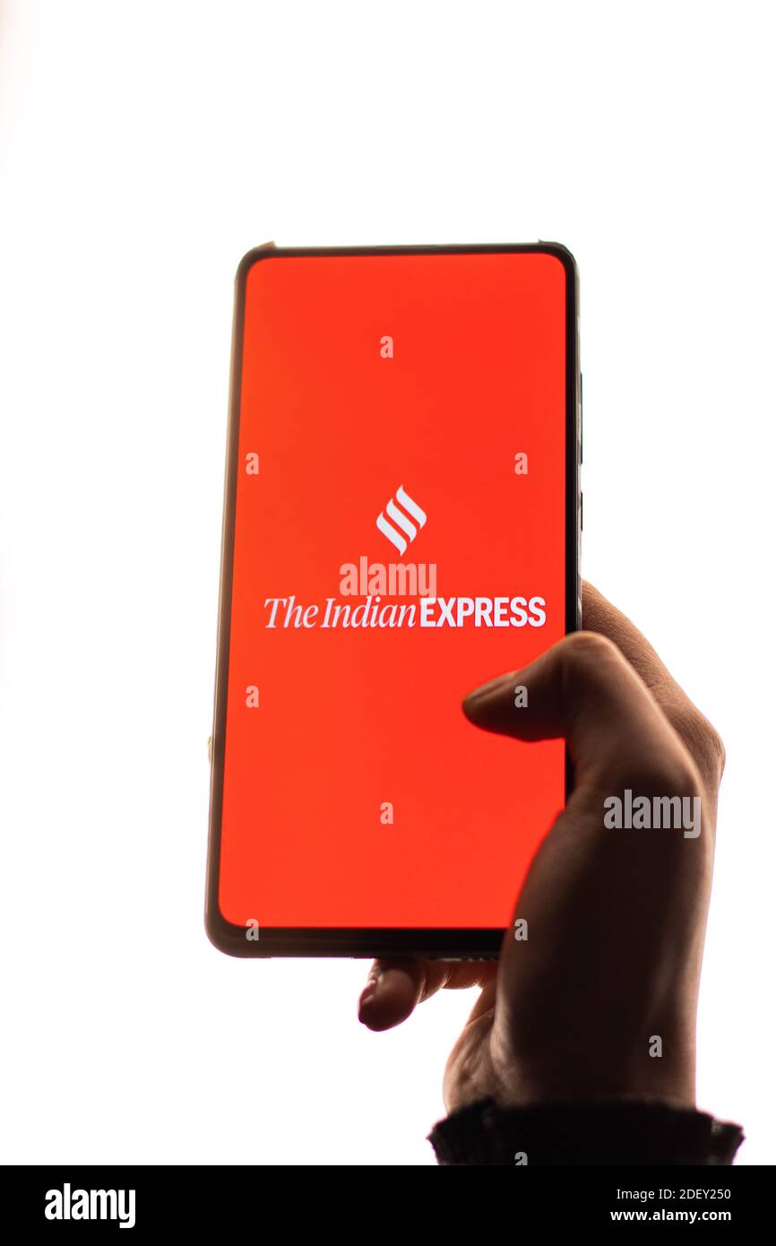 Assam, india - November 29, 2020 : The Indian Express logo on phone ...