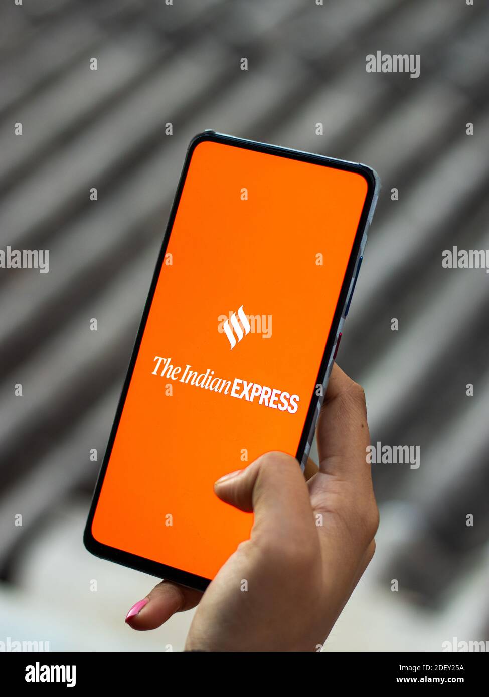 Assam, india - November 29, 2020 : The Indian Express logo on phone ...