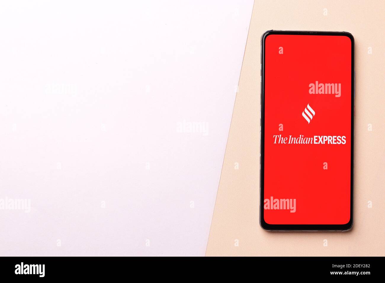 Assam, india - November 29, 2020 : The Indian Express logo on phone ...