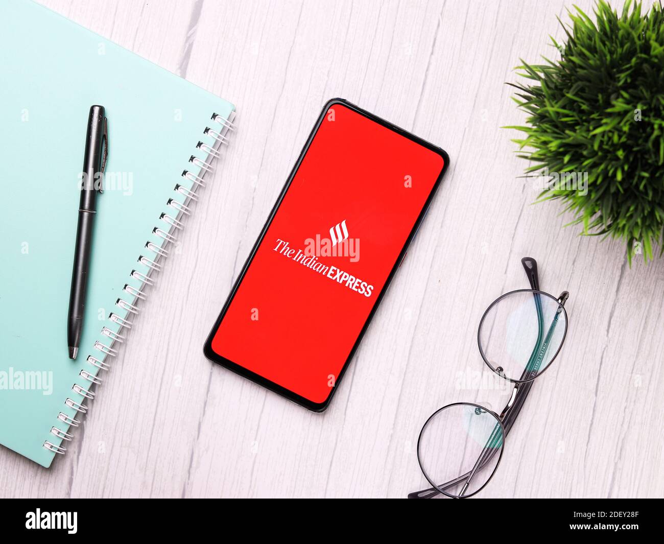 Assam, india - November 29, 2020 : The Indian Express logo on phone ...