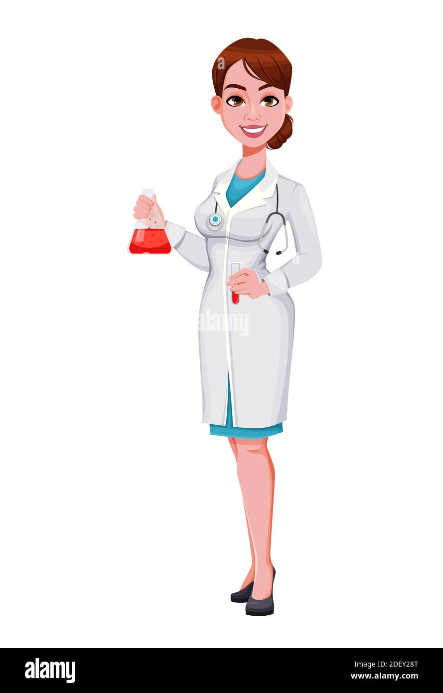 Stock vector cheerful doctor cartoon character. Beautiful young woman ...