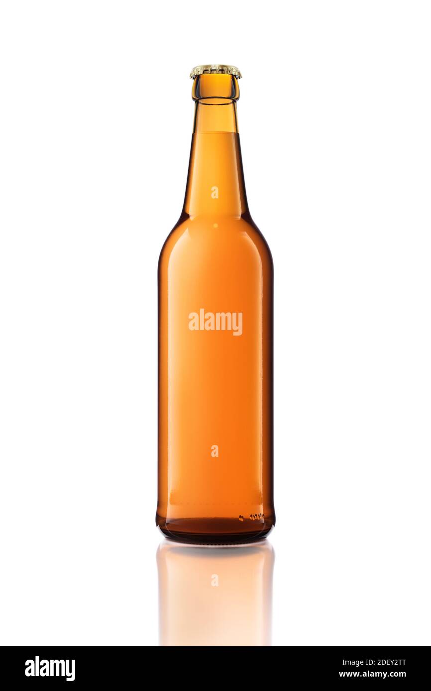 3d model of single brown beer bottle without label. Glass bottle with ...
