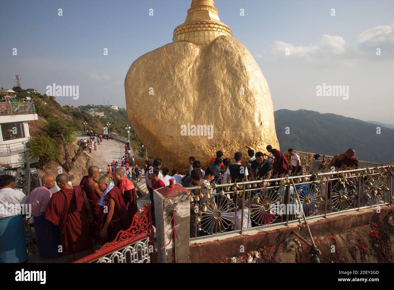 Pilgrims golden rock stupa hi-res stock photography and images - Alamy