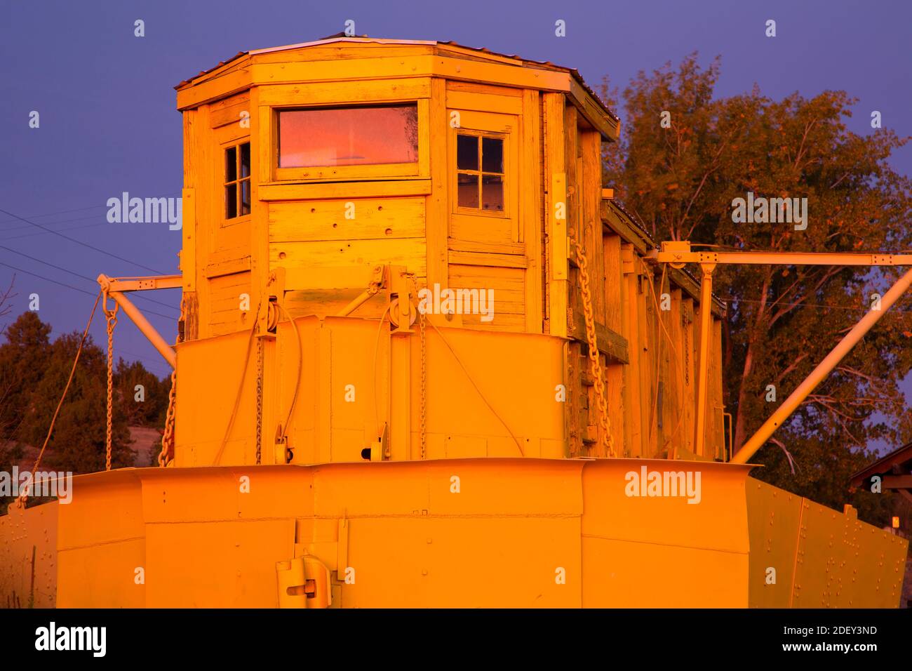 Rail snowplow, OC&E Woods Line State Trail, Olene, Oregon Stock Photo ...