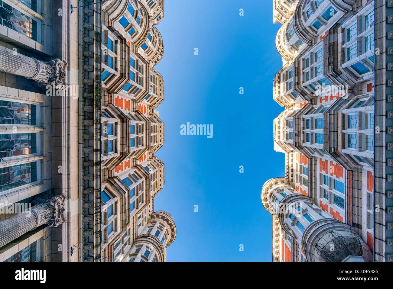 Upward view of old regency style buildings on Sicilian Avenue in ...