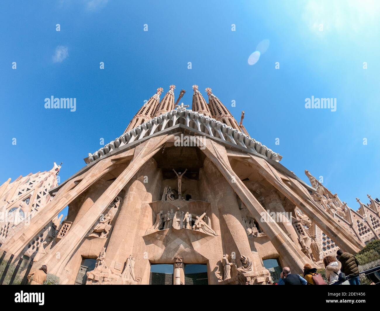 Barcelona, Spain Outside view of Sagrada Familia, the famous cathedral ...