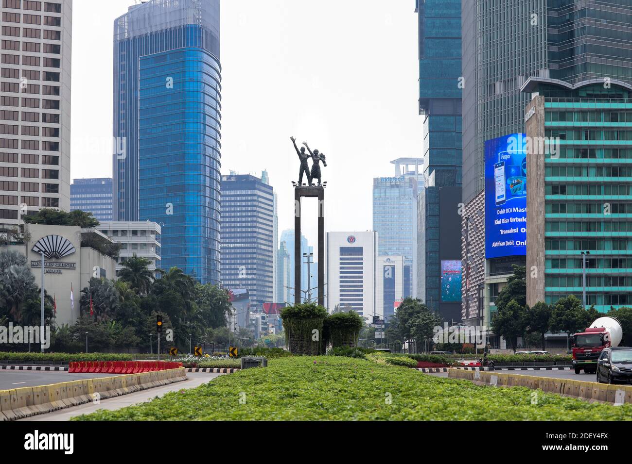 Jakarta / Indonesia - 25 October 2020. The view of the welcome statue ...