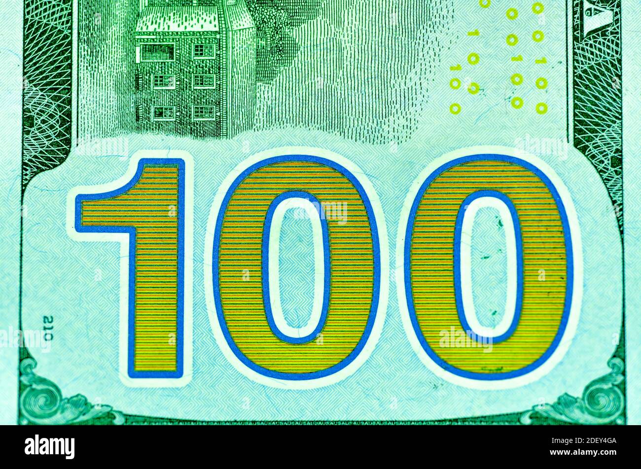 A closeup of a one hundred dollar United State of America banknote, USD ...
