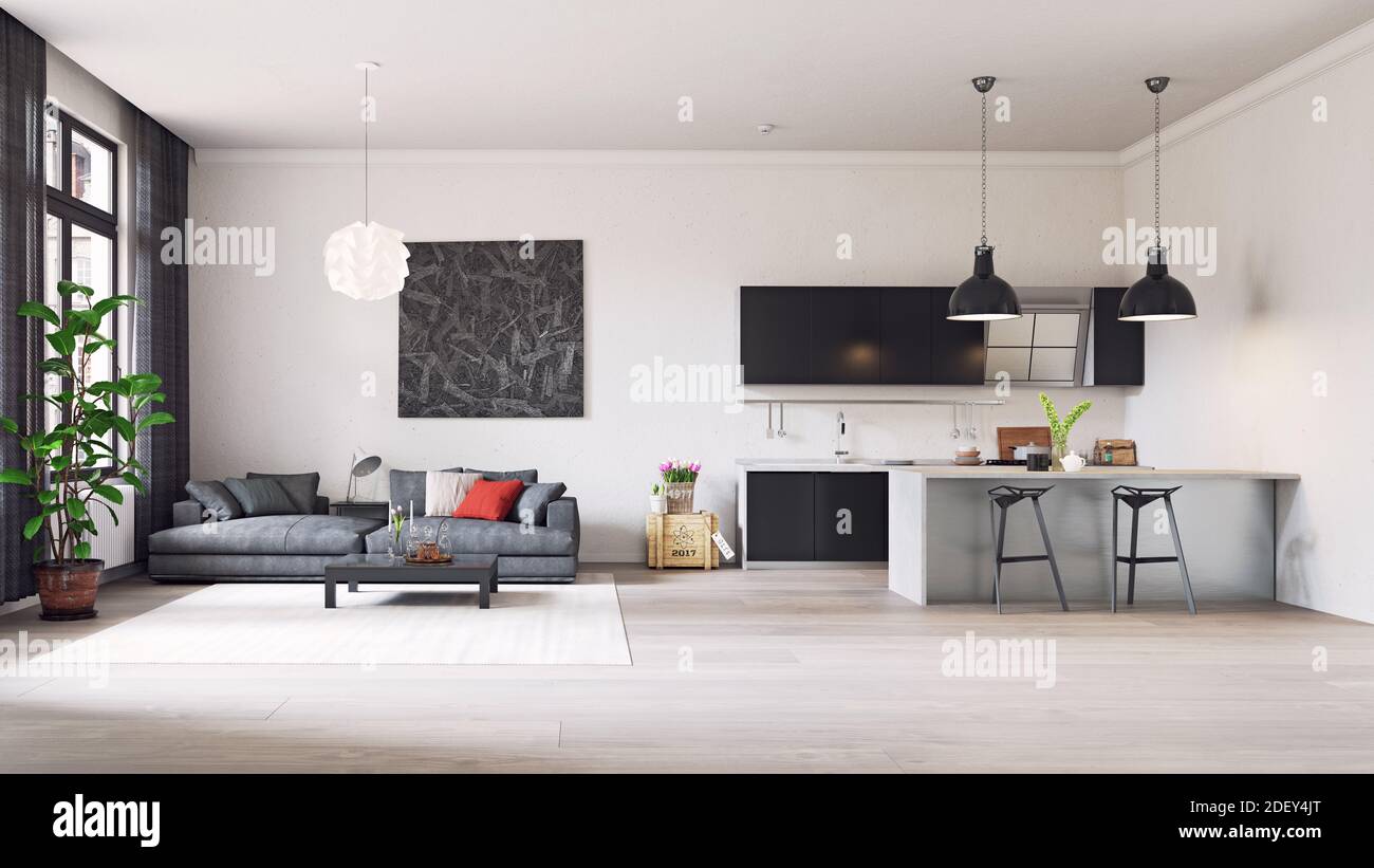 modern studio interior. 3d rendering design concept Stock Photo - Alamy