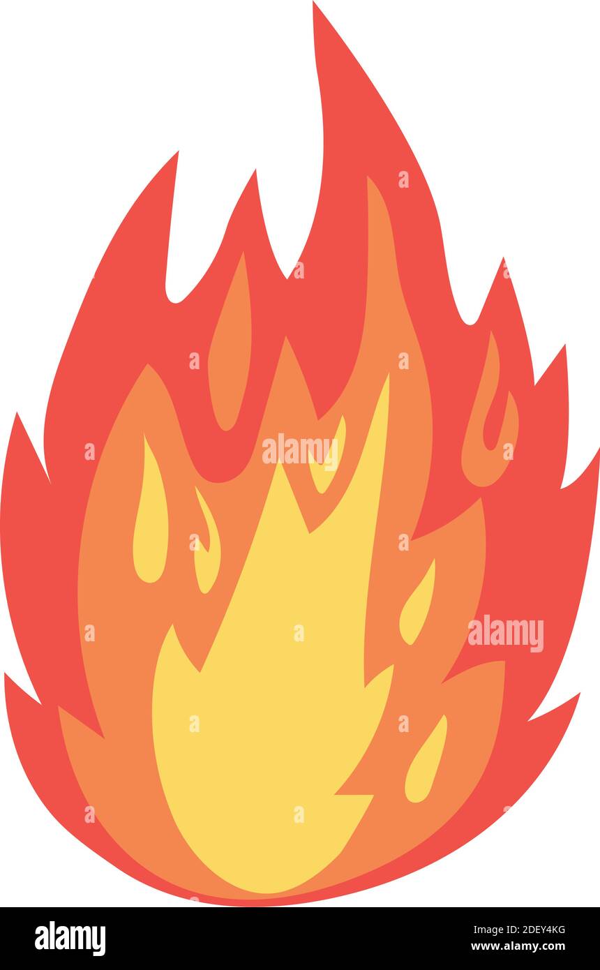 fire of orange, yellow and red color over a white background Stock ...