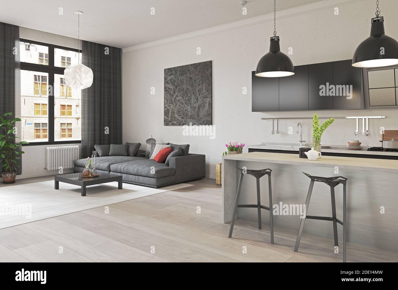 modern studio interior. 3d rendering design concept Stock Photo - Alamy