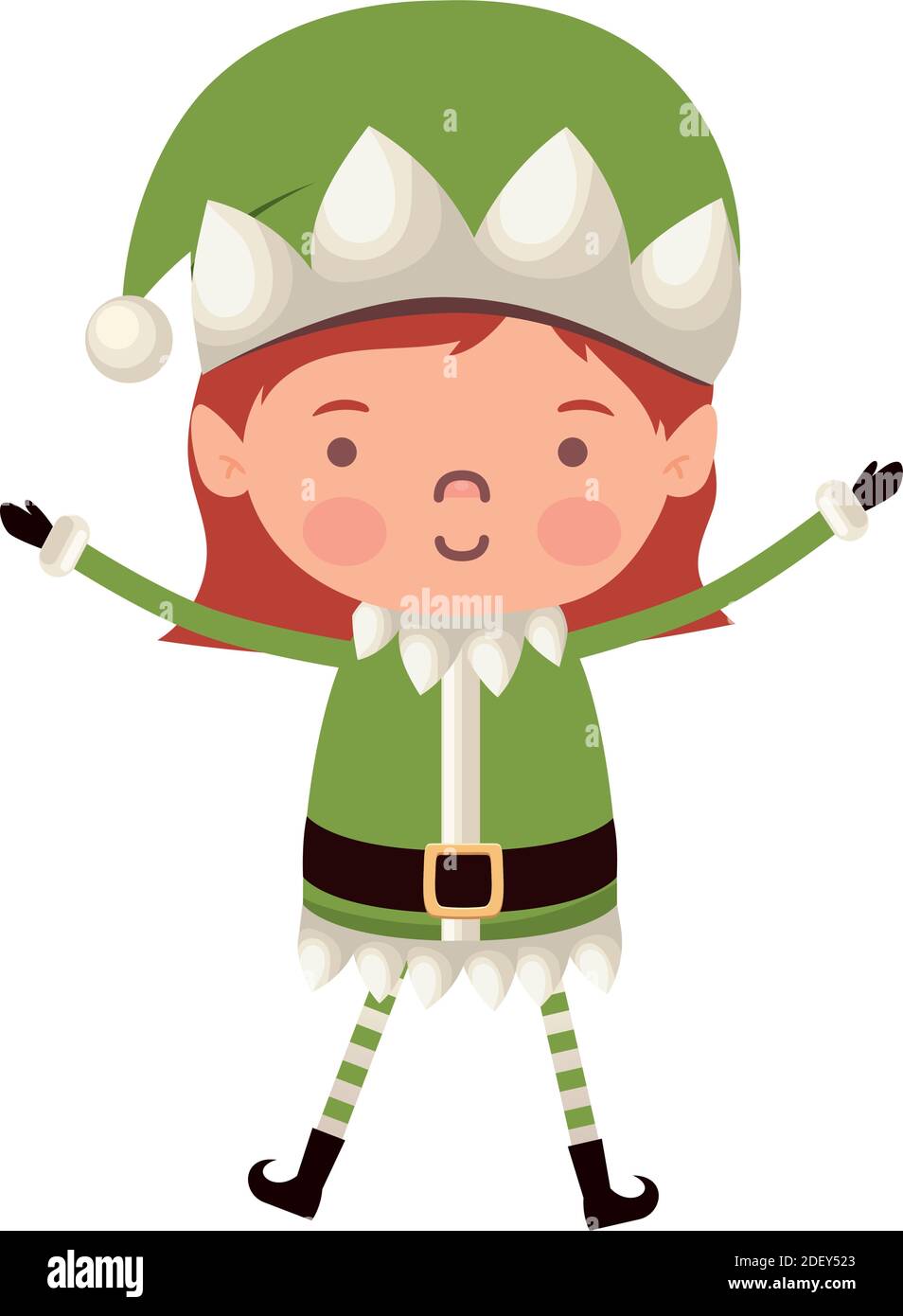 elf female with a green suit on white background Stock Vector Image ...