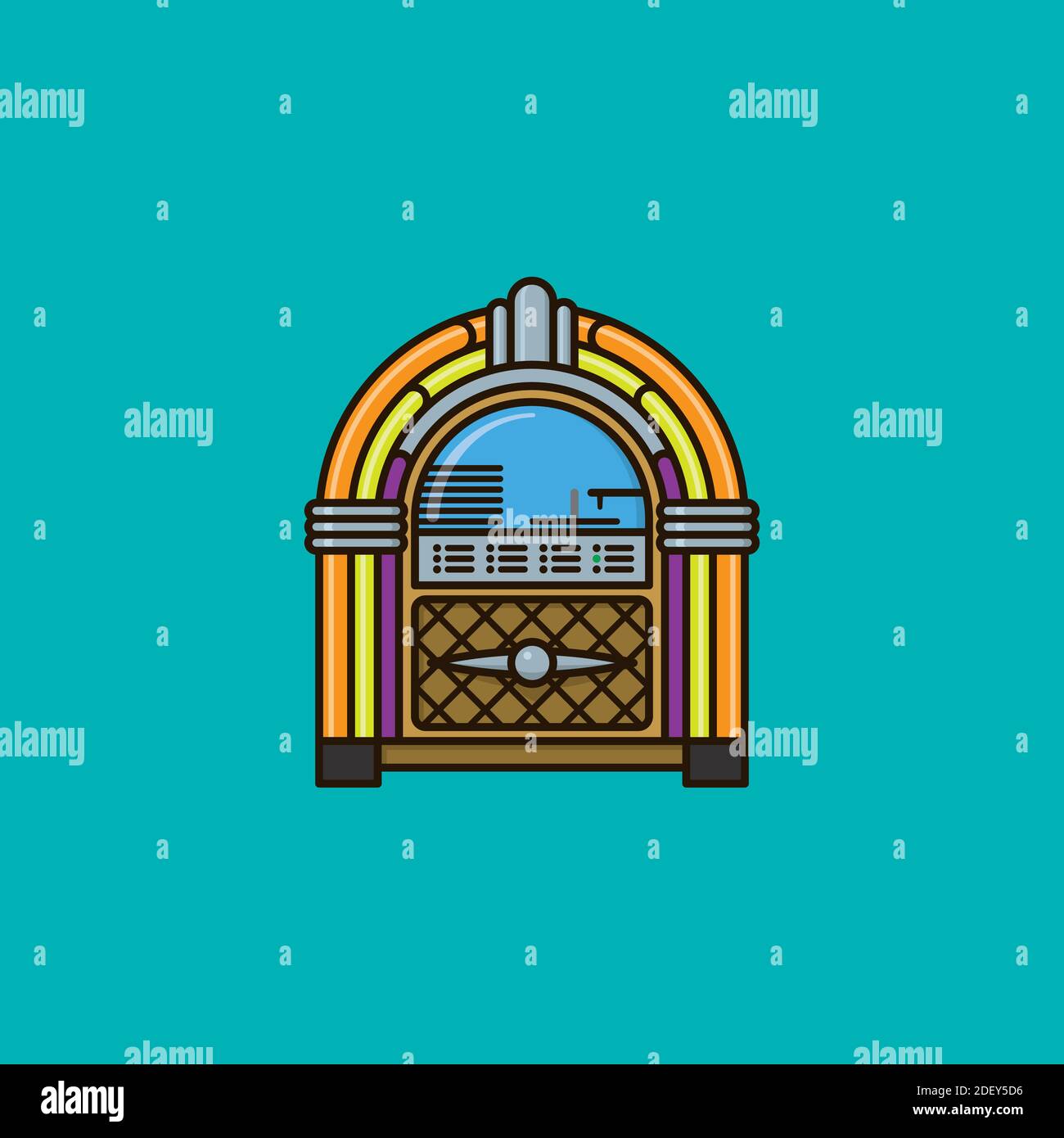 Colorful jukebox vector illustration for Vinyl Record Day on August ...