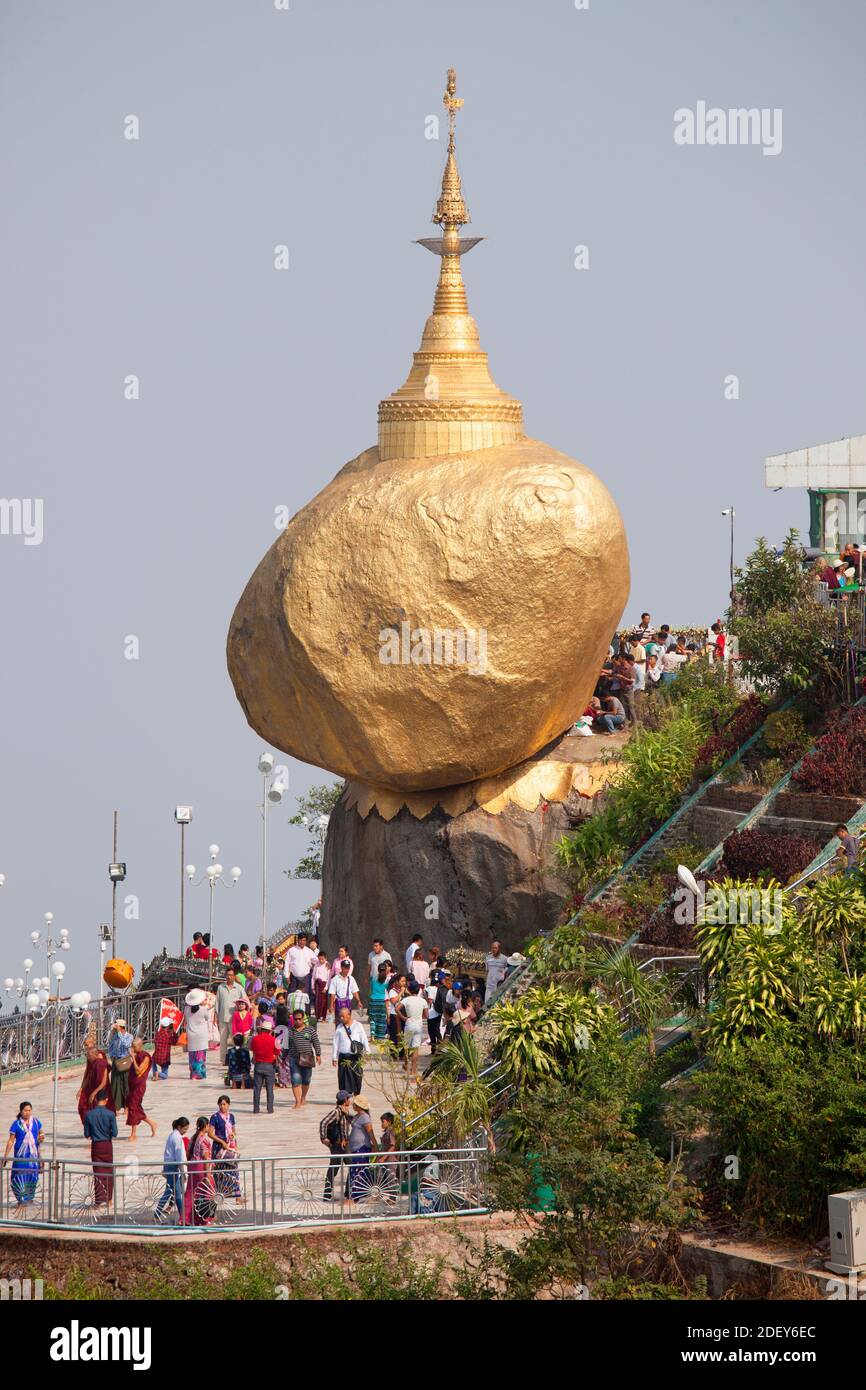 Golden Rock, Mount Kyaiktiyo, state of Mon, Myanmar, Asia Stock Photo ...