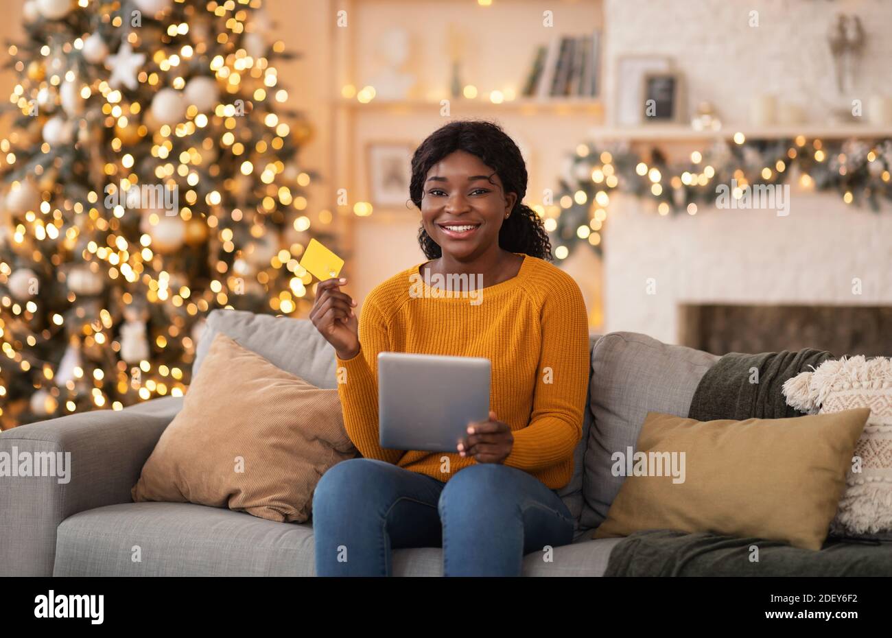 Seasonal sales and quick online shopping before holidays Stock Photo ...