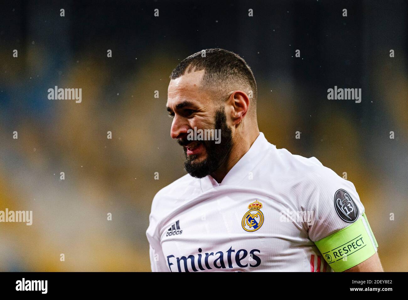 Kharkov, Ukraine. 01st Dec, 2020. Karim Benzema of Real Madrid reacts ...