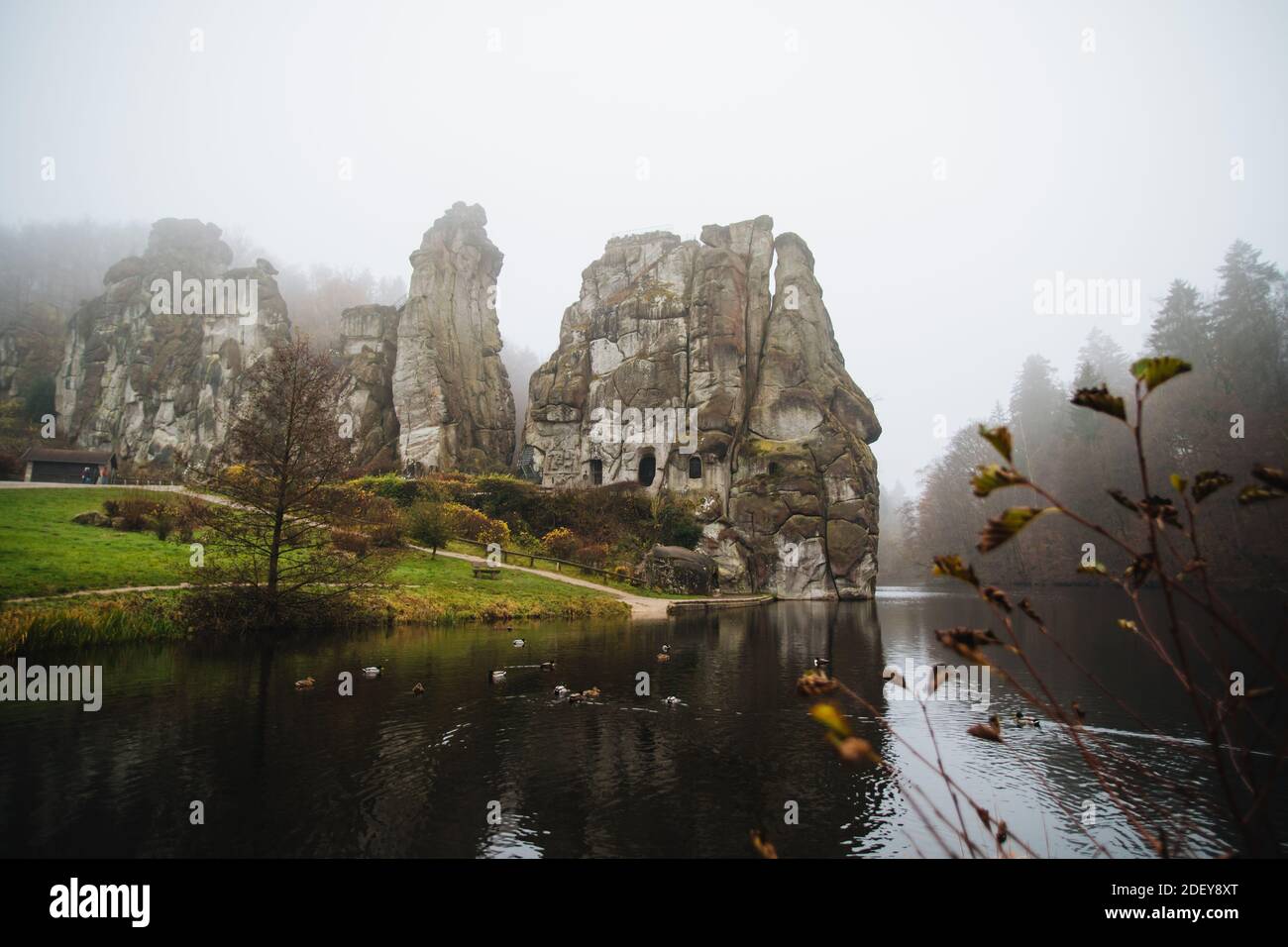 Externsteine rock formation, also called German Stonehenge, in the ...