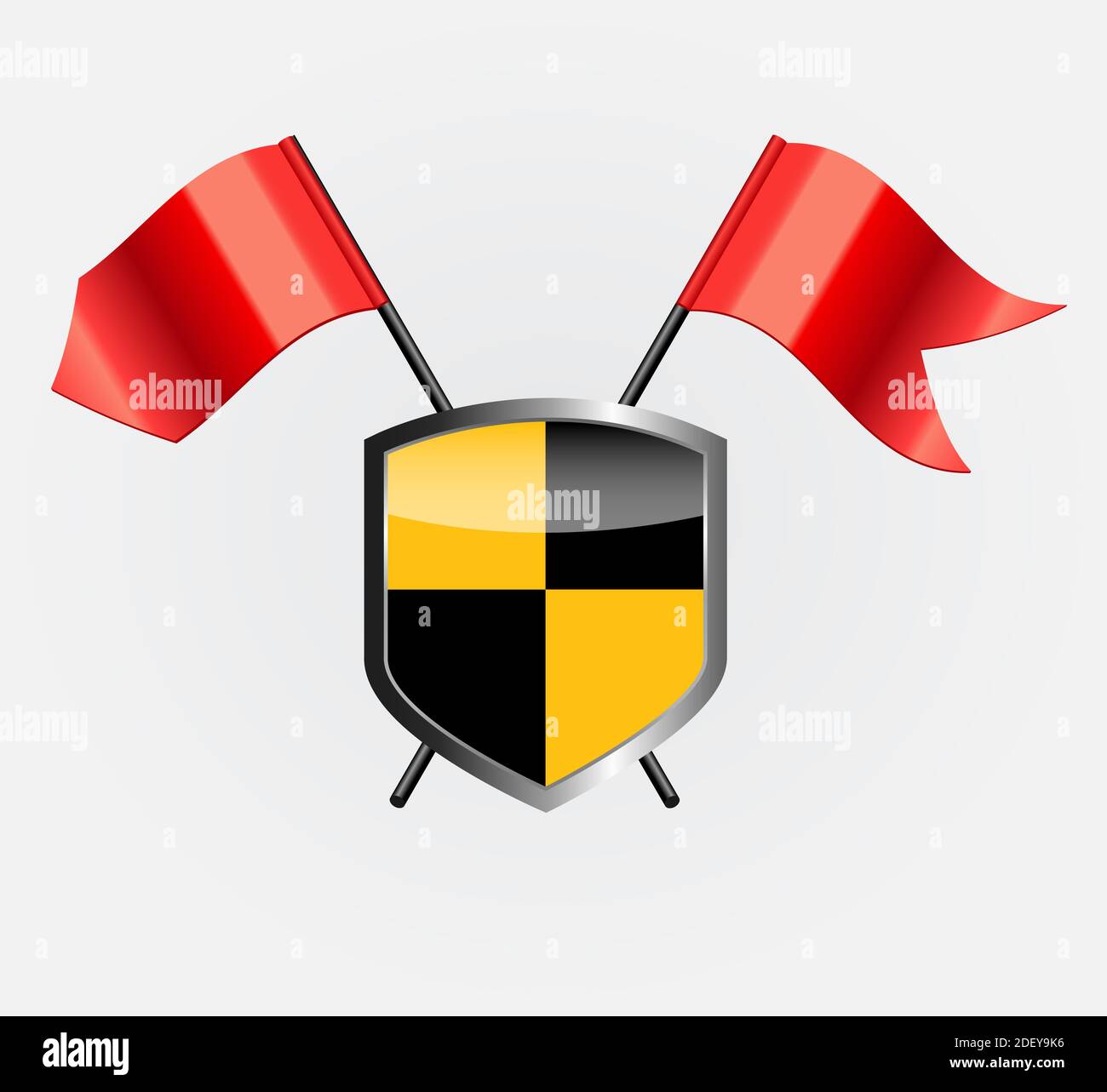 Protective Shield with Red Flags Illustration Stock Photo - Alamy