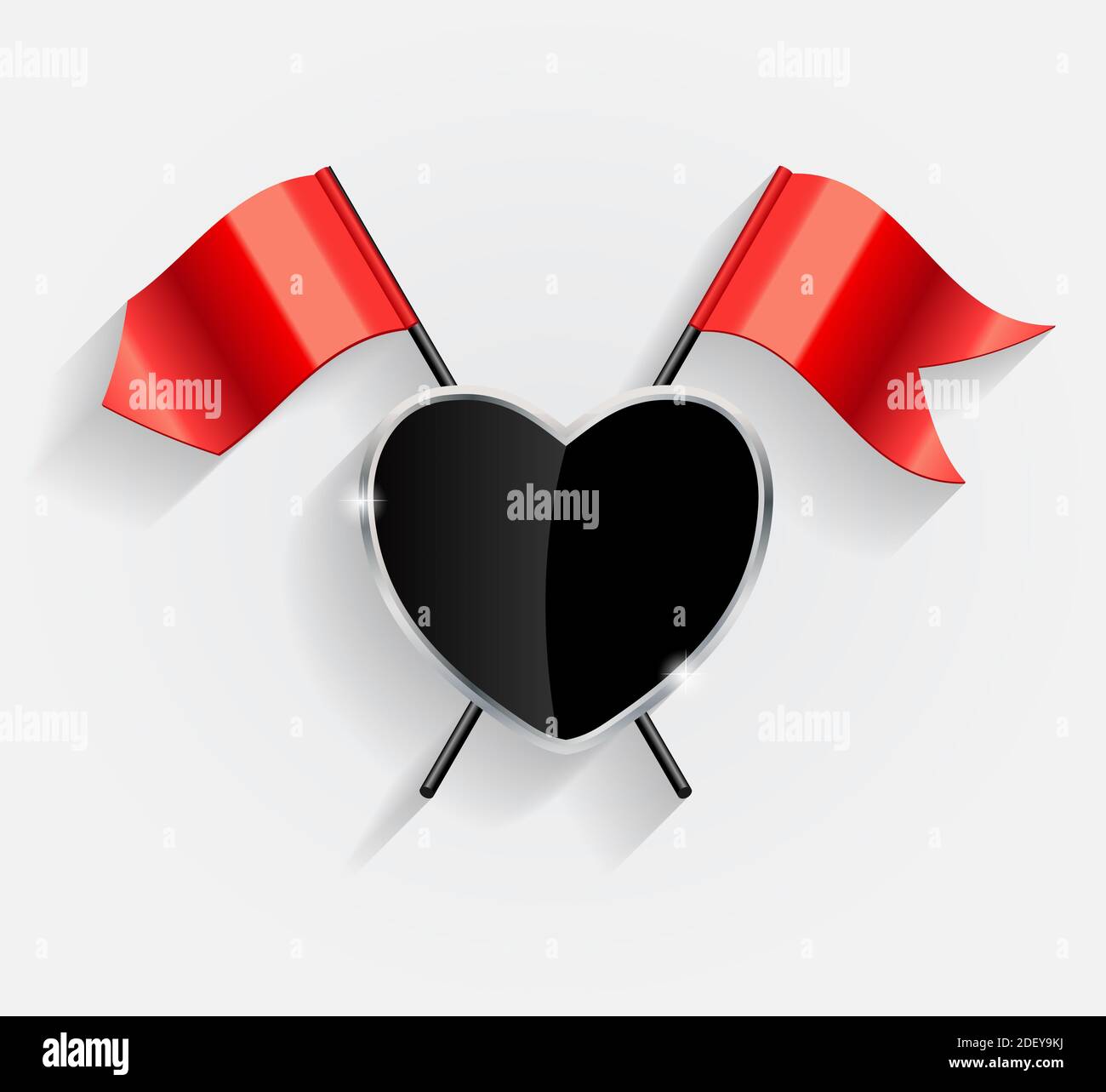 Protective Heart Shield with Red Flags Illustration Stock Photo - Alamy