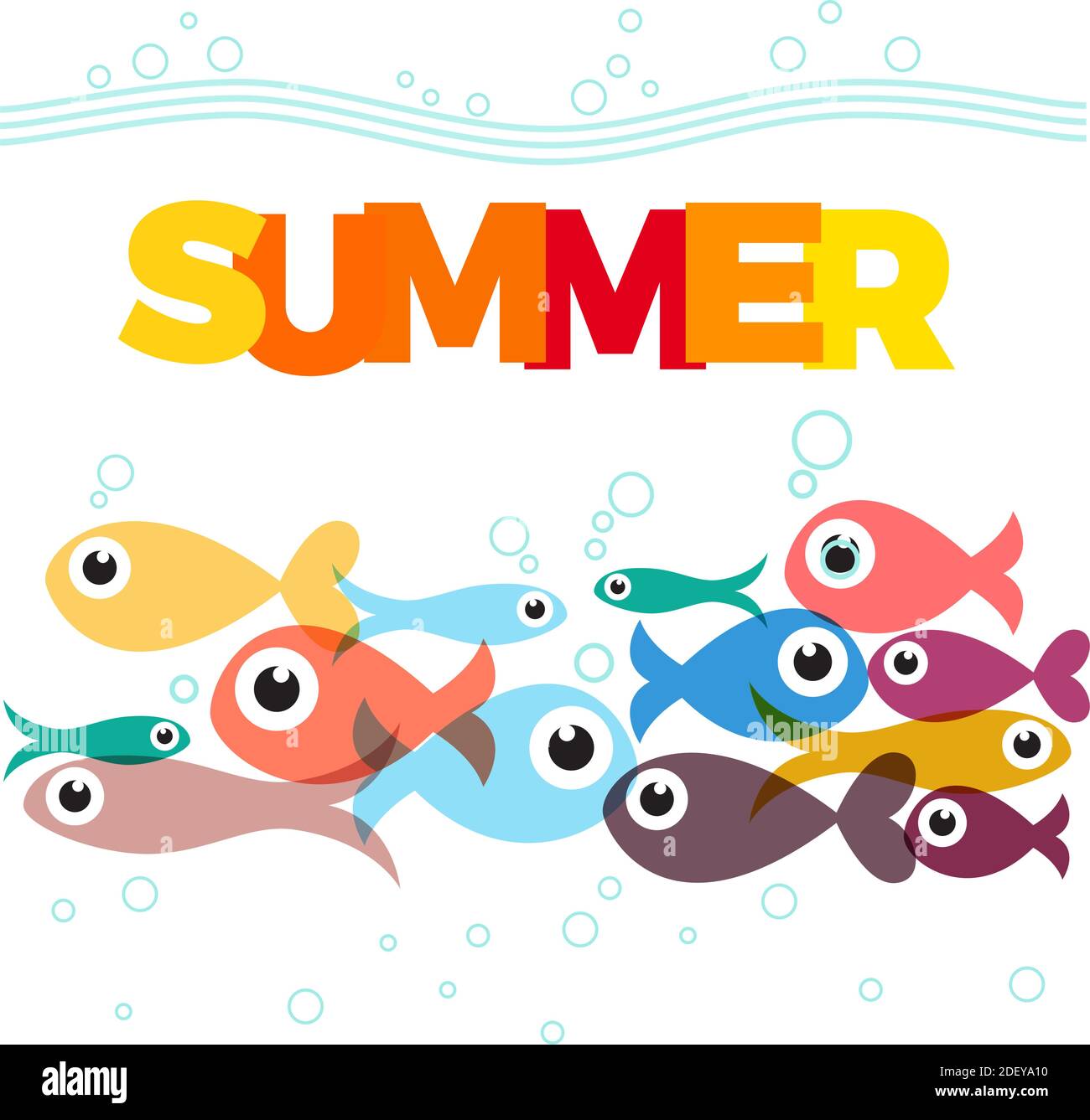 Vector background fish and sea with text, summer and diving concept ...