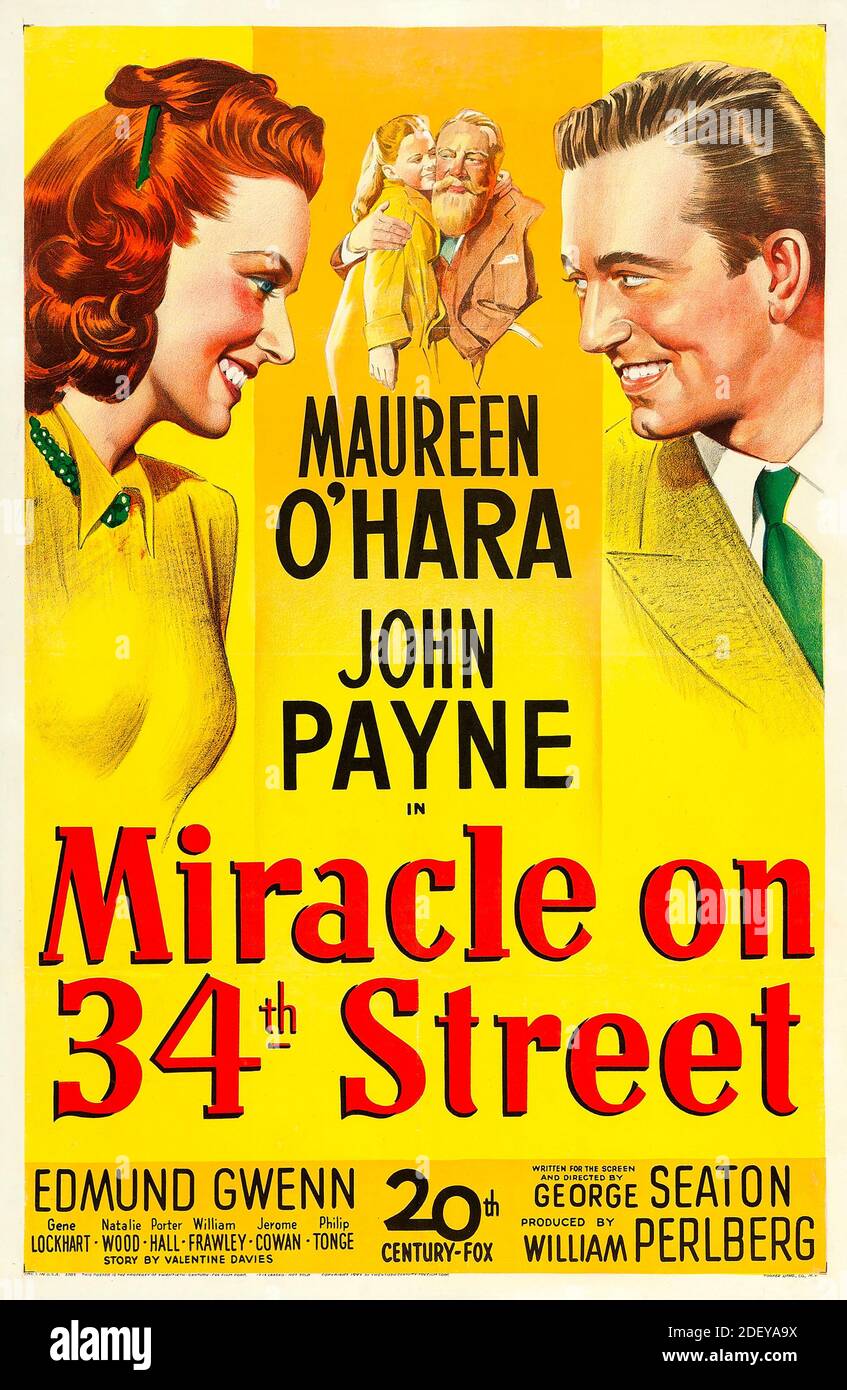 MIRACLE ON 34TH STREET Poster for the 1947 20th Century Fox film with ...