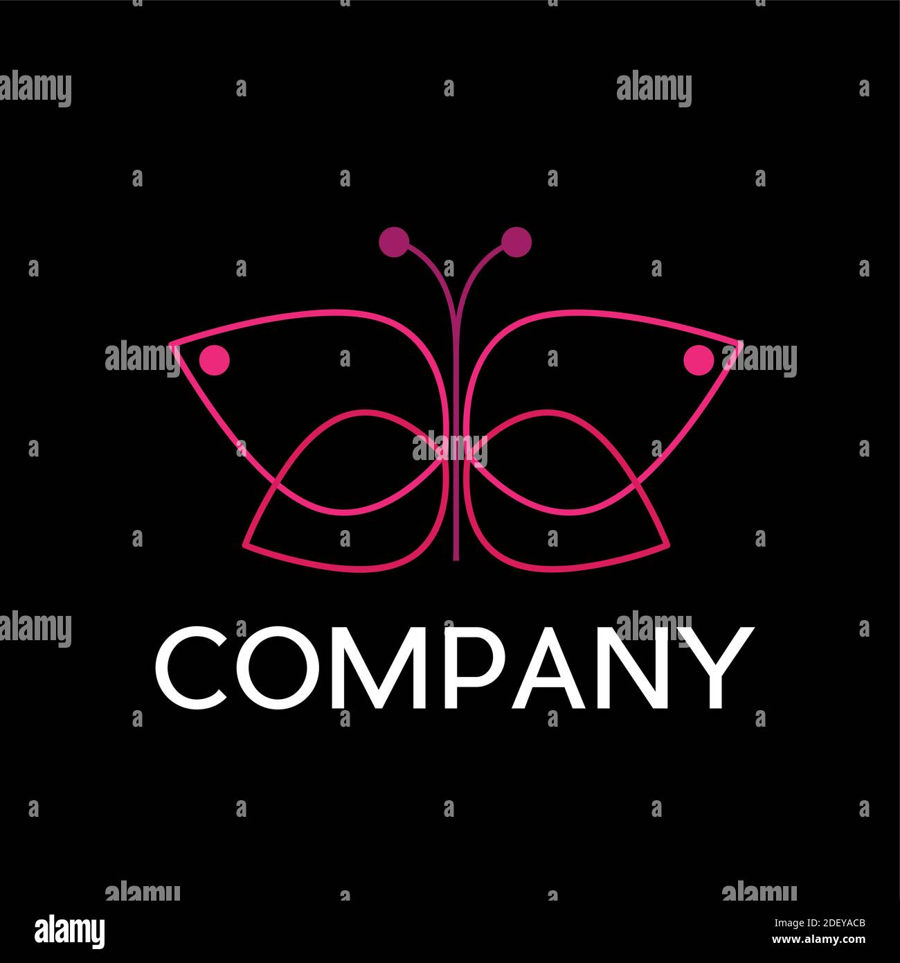 Vector sign abstract butterfly, in linear style on black background ...