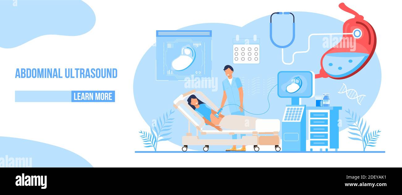 Abdominal ultrasound concept vector. Endoscopy healthcare technology ...