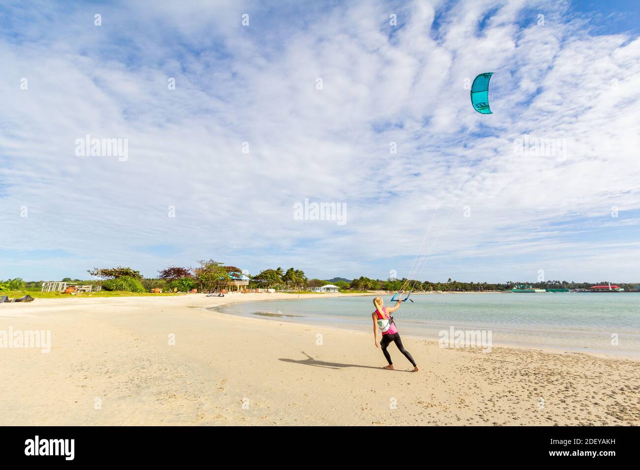 Kiteboarding at Capusan Beach in Cuyo, Palawan, Philippines Stock Photo ...